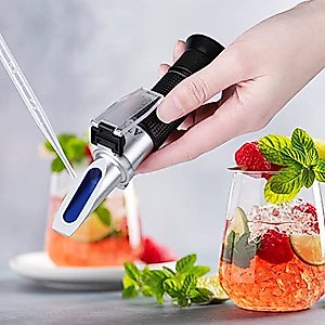 Brix Refractometer with ATC, Handheld Brix Meter Hydrometer 0-32% Portable Brix Reader Tester for Measuring Sugar Content in Fruit, Saccharimeter Refractometer for Replacement Brix Hydrometer Set