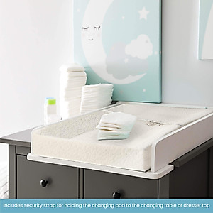 LA Baby 4-Sided Diaper Changing Pad, 32" with 100% Organic Cotton Top Layer on Waterproof Cover - Made in USA. Non-Skid Bottom, Safety Strap, Fits All Standard Changing Tables/Dresser Tops