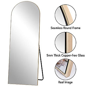 PexFix Arched Full Length Mirror Arched Floor Mirror with Stand, Wall Mirror Standing, Leaning Hanging for Home and Office, 65"x22", Wood
