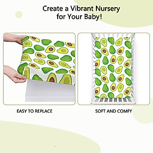 Avocado Green Themed Fitted Crib Sheet,Standard Crib Mattress Fitted Sheet Toddler Bed Mattress Sheets-Baby Sheet for Boys Girls, 28“ x52“,Fern Green Pale Avocado Green Pale Caramel Yellow Green