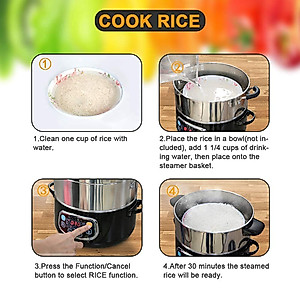 Secura Electric Food Steamer, Vegetable Double Tiered Stackable Baskets with Timer 1200W Fast Heating Stainless Steel Digital Steamer 8.5 Quart