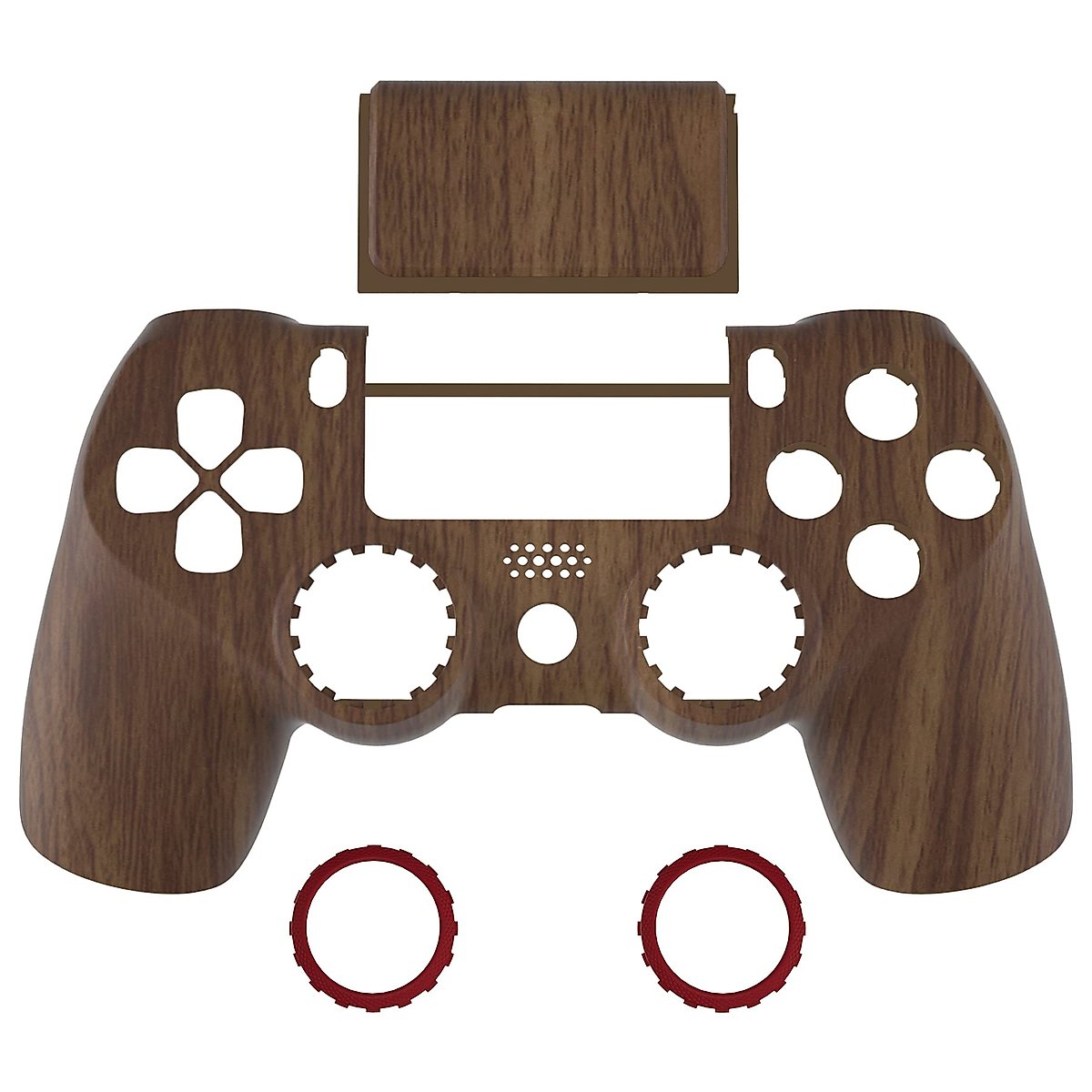 eXtremeRate Wood Grain Ghost Replacement Faceplate Touchpad Cover, Redesigned Soft Touch Housing Shell Case Touch Pad Compatible with PS4 Slim Pro Controller JDM-040/050/055 - Controller NOT Included