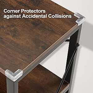 BETTAHOME 3-Tier Low Book Shelf, 55 Inch Wide Open Book Shelf, Industrial Wooden Bookcase for Home Office, Bedroom, Living Room, Rustic Brown and Black