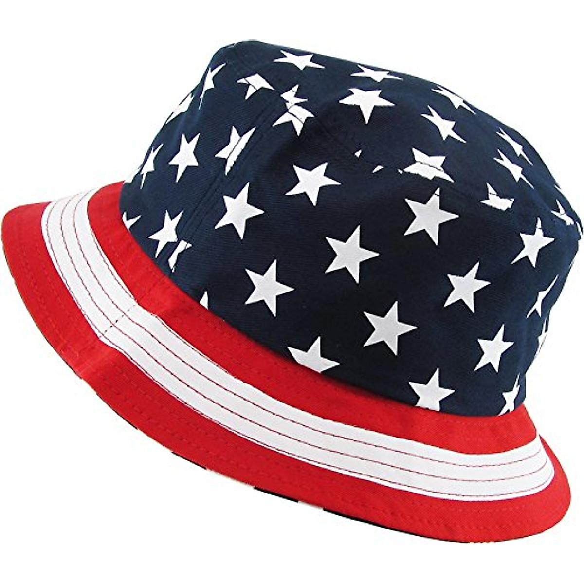 KBM-021 NAV Flag Patriotic Stars and Stripes Floral Galaxy Leaf Aztec Tropical Print Bucket Hat Summer Boonie Cap