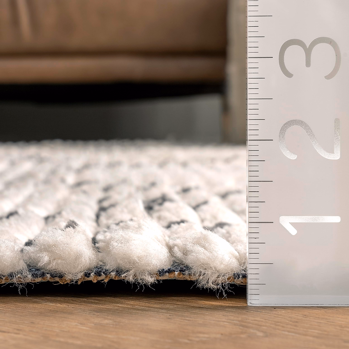 nuLOOM Carlina Geometric Shag Fringe Area Rug, 5x8, Beige