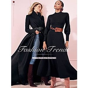 FIORETTO Wide Black Belt Women Fashion for Dress Leather Waist Belt Ladies Vintage Cinch Belts