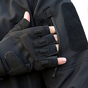 ReFire Gear Mens Army Special Ops Military Tactical Jacket Softshell Fleece Hooded Outdoor Coat,Black,X-Large