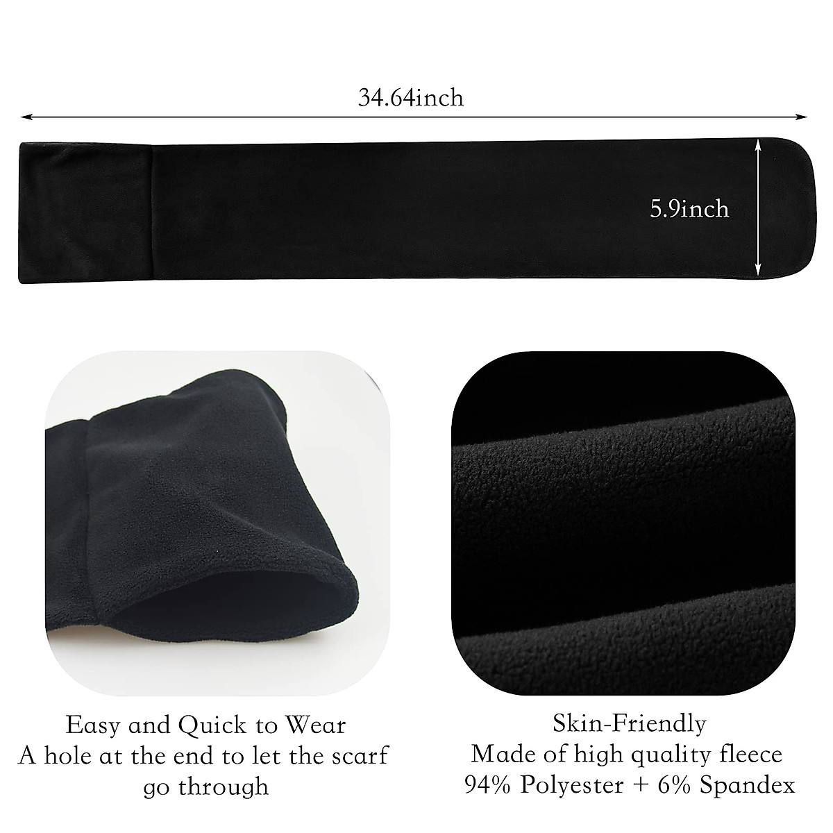 Obacle Scarf for Men Women for Winter Cold Weather Neck Scarf Quick Wear (Black)