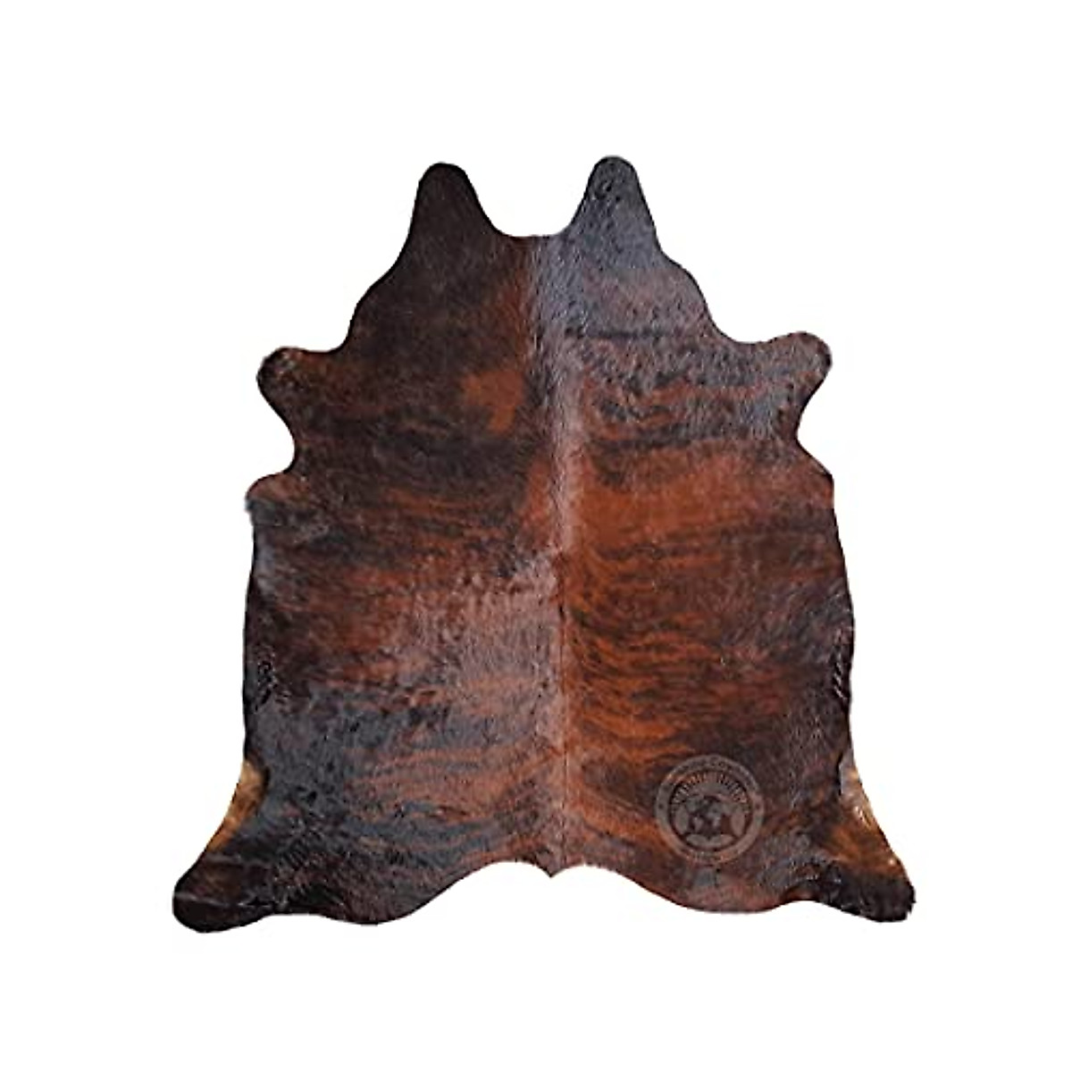 Genuine Brindle Dark Reddish Cowhide Rug Large Size 6 x 6-7 ft. 180 x 210 cm