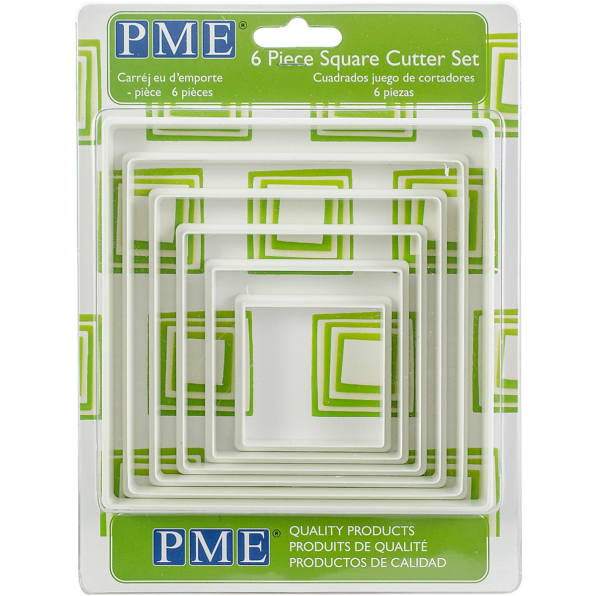 PME Square Cookie, Set of 6 Cutters, for Cake Decorating
