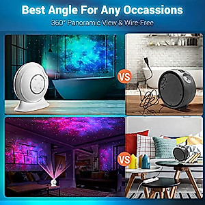 AIRSEE Star Projector Galaxy Light, Cordless Adjustable LED Laser Galaxy Projector with Remote Control & Timer, Magnetic Night Light Projector Valentine's Gifts for Party, Gaming Room, Bedroom Decor