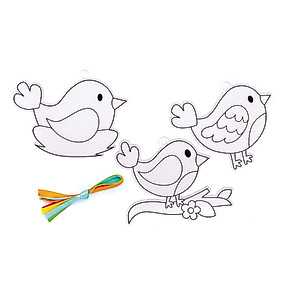 Baker Ross-AT567 Bird Suncatcher Hanging Window Decoration Kits For Children To Paint, Creative Craft Set For Kids (Pack Of 10)