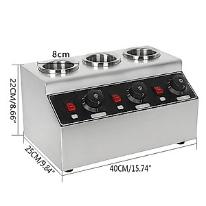 Commercial Electric Sauce Warmer, 240W Hot Fudge Warmer Dispenser, Nacho Cheese Sauce Ketchup Chocolate Warmer for Commercial with 3pcs Squeeze Bottle