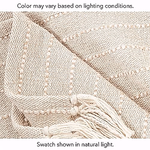 Nate Home by Nate Berkus Lightweight Textured Weave Cotton Throw Blanket | with Fringe Detail, Breathable, All-Season Decoration for Bedding from mDesign - 50" x 60", Natural (Tan)