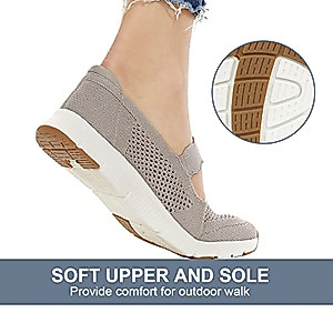 UOUA Women's Nurse Shoes Comfortable Mary Jane Shoes Tennis Sneakers Slip On Walking Working Flats Black 39.5(8.5)