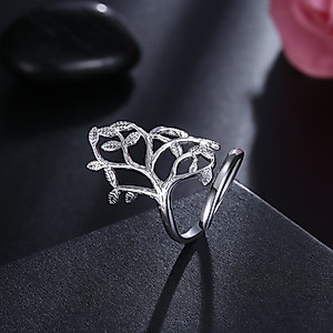Sterling Silver Plated Ring Women's Tree Of Life Adjustable Size B542