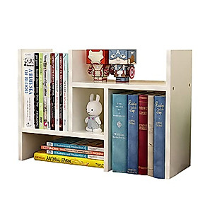 JR Joyreap Resize-able Thick Wood Desk Shelves Desktop Bookshelf Bookcase Display Rack Unit Creative DIY Book Stands (White)