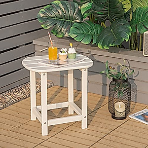 Giantex Side Table Outdoor Small Patio Table 18” Adirondack Table, Weather Resistant, Outside Square Tea Table for Patio, Backyard, Poolside, Garden, Balcony Outdoor Beside End Tables (1, White)