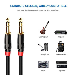 DISINO 1/4 inch TRS Cable, Heavy Duty 6.35mm Male to Male Stereo Jack Balanced Audio Path Cord Interconnect Cable - 10 feet/3 Meters