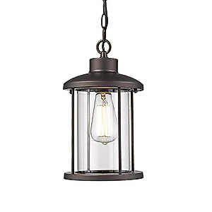 Rosient Outdoor Pendant Light, 1-Light Exterior Hanging Lantern Light Fixtures, Hanging Sconces Porch Lights with Oil Rubbed Bronze Finish