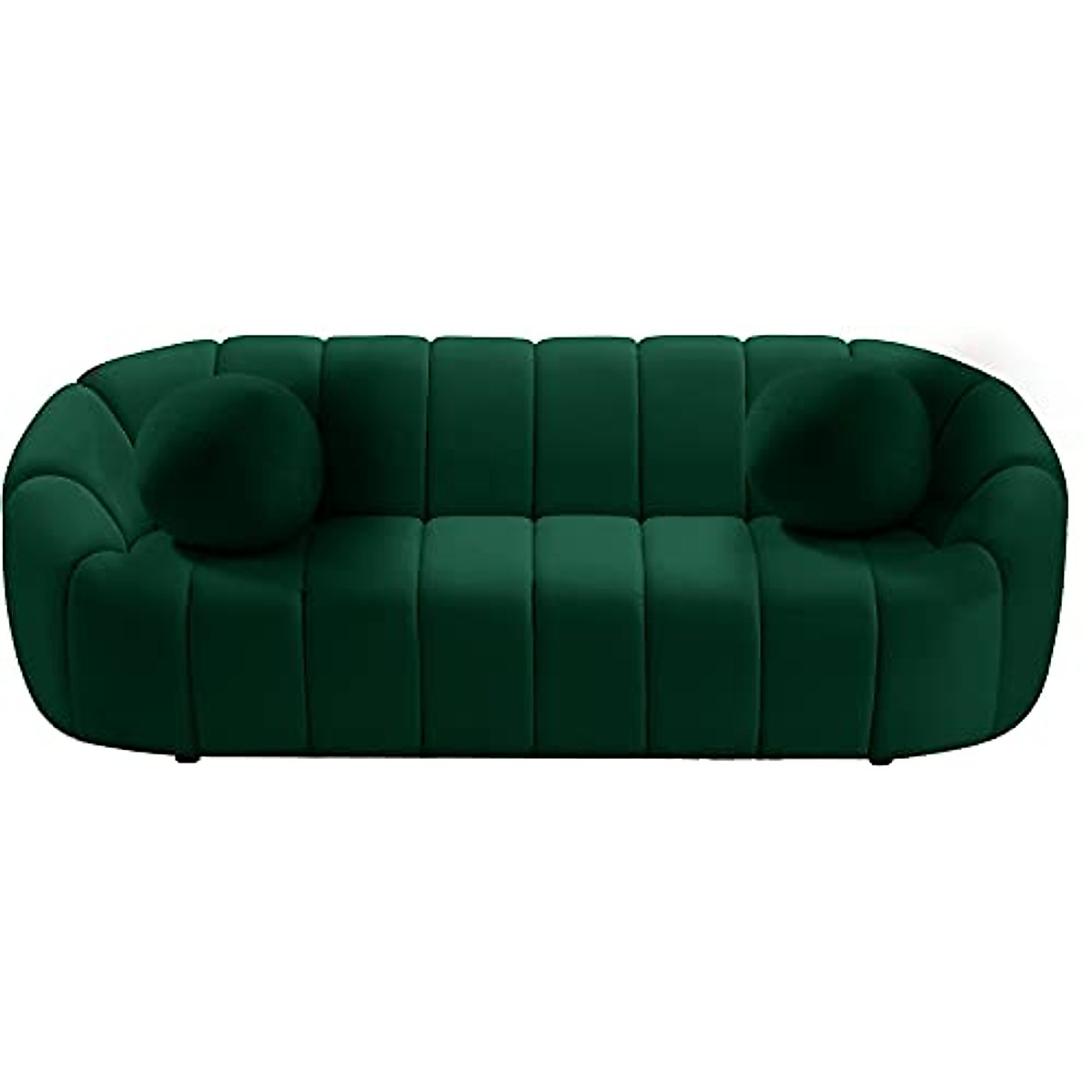 Meridian Furniture Elijah Collection Velvet Upholstered Sofa with Deep Channel Tufting, Green