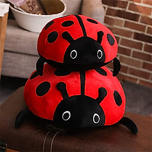 pangcangshu Cute Plush Toy Soft Ladybug Ladybird Insect Hold Doll Pillow Cushion Novelty Children Birthday Gift (Red, 30cm/11inch)