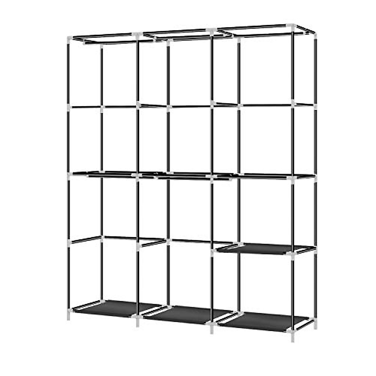 YOUUD Portable Closet 50 Inch Wardrobe Closet for Hanging Clothes with Non-Woven Fabric Cover and Hanging Rods, Quick and Easy Assembly, Grey