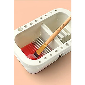 Artist Brush Basin Multifunction Paint Brush Tub with Brush Holder Suitable for Acrylic and Watercolor Painting （Large）