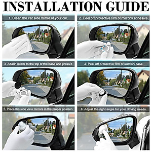 LivTee Blind Spot Mirror, Fan HD Glass Frameless Convex Rear View Mirror with wide angle Adjustable Stick for Cars SUV and Trucks, Pack of 4