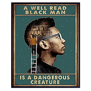 Black Art African American Decor - Classroom Decor - Inspirational Motivational Positive Quotes - Black Culture Poster - Educational Wall Decor - Boys, Son, Men, Man - Teacher Gifts - Afro Wall Art