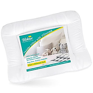 Baby Toddler Pillow 13" X 18" Quilted with 100% Cotton Pillowcase Ultra Soft & Breathable Baby Toddler Pillows for Sleeping Machine Washable Small Toddler Pillow for Kids Travel