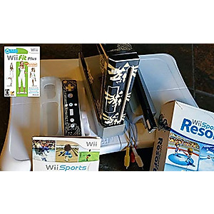 Nintendo Wii Black System HD Ready + Wii Fit Plus, Balance Board Mat Bundle
