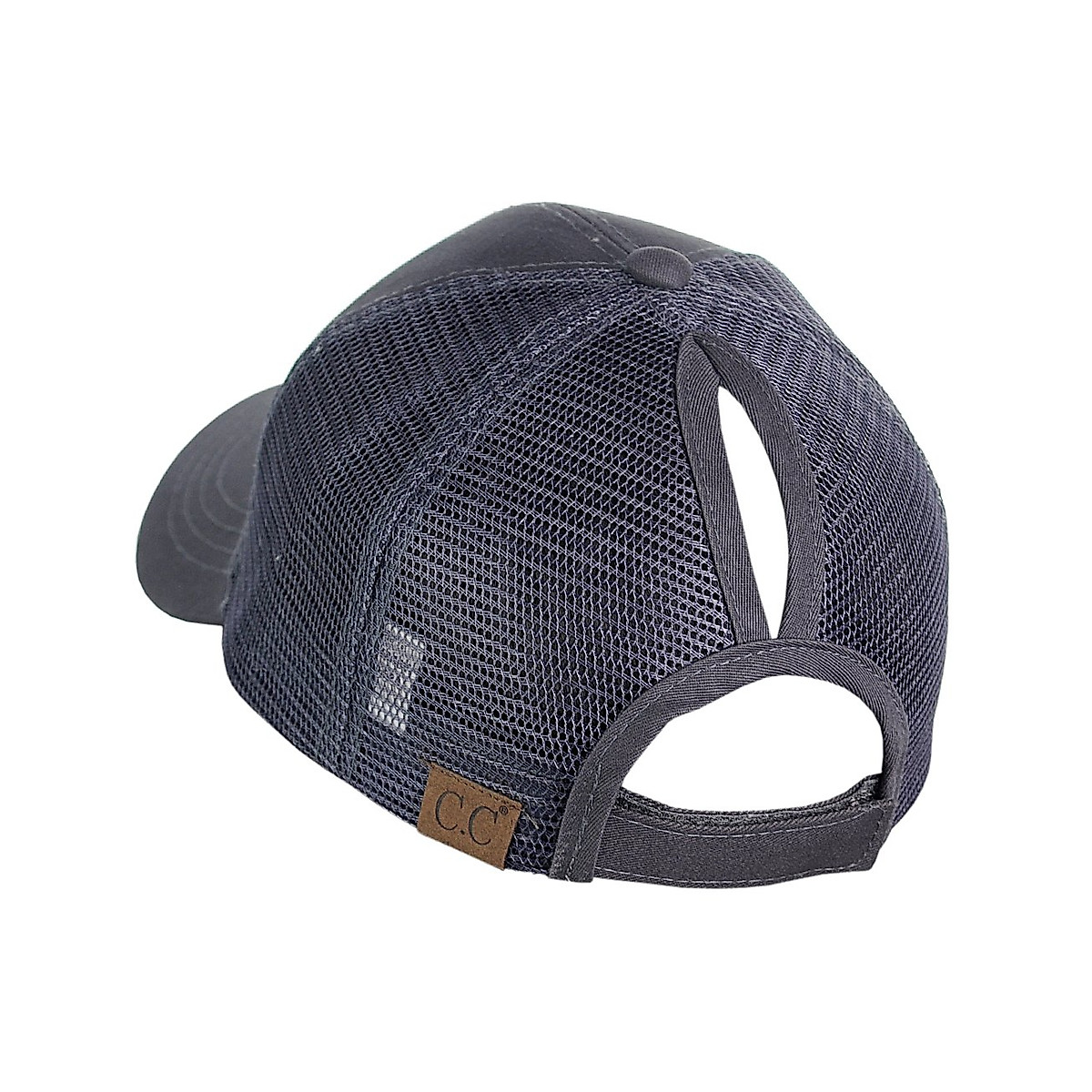 C.C Ponycap Messy High Bun Ponytail Adjustable Mesh Trucker Baseball Cap Hat, Charcoal