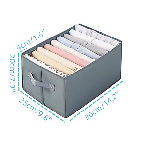 HAN SHENG 2 Pcs Folded Clothes Organizer Wardrobe Clothes Organizer Closet Drawer Organizers for T-shirts Dresses Blouses Base Shirts (9 Grids Dividers, Grey)