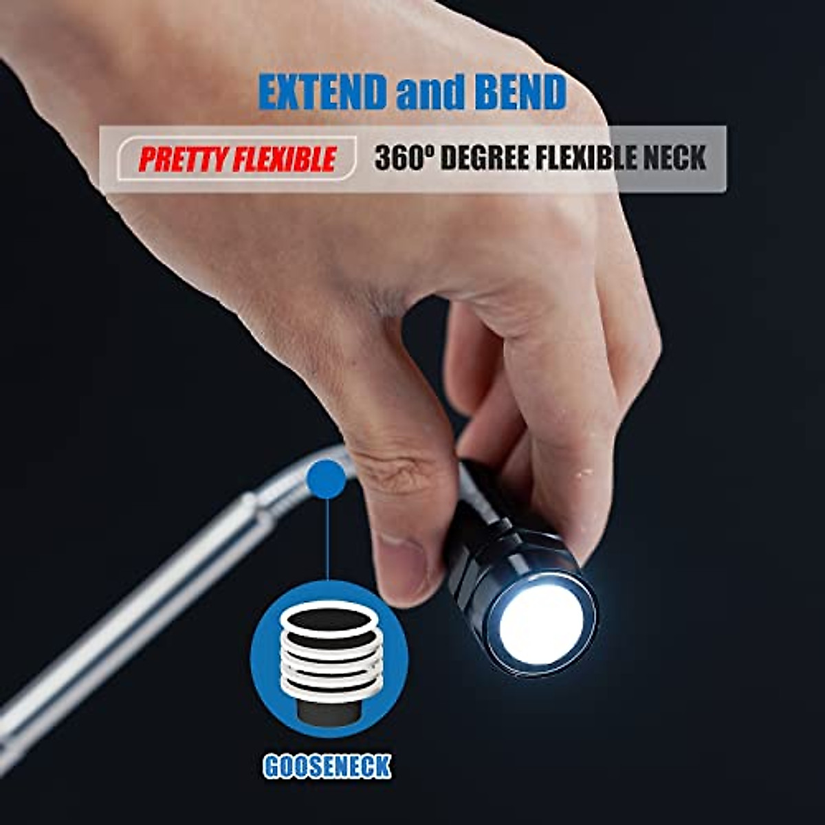 Magnet 3 LED Magnetic Pickup Tool, Telescoping Flexible Extendable Led Flashlights, Gifts for Men Dad Him 9 in 1 Multitool Pen Set, Christmas Gifts Cool Gadgets for Men