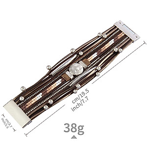 Jeilwiy Leather Wrap Around Bracelet Multi Rope Boho Bracelets Cuff Bangle Baroque Pearls Handmade Bohemian Jewelry for Women, Daughter, Sister Gifts