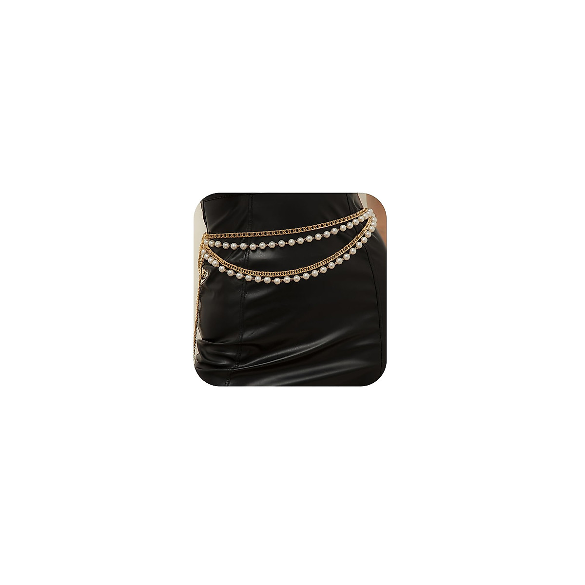 MODRSA Gold Chain Belt Gold Chain Belts for Women Gold Belt Chain Plus Size Womens Belts for Dress Layered Gold Chain Belt for Women Pearl Waist Chain