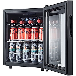 STAIGIS Beverage Refrigerator, 1.6 Cu.ft Mini Fridge w/ 45 Can Capacity, Small Beverage Cooler for Home - Freestanding, Glass Door