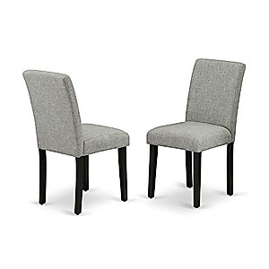 EAST WEST FURNITURE 7Pc Rectangular 42/60 inch Dinette Table With 18 In Leaf And 6 Parson Chair With Black Leg And Linen Fabric Shitake