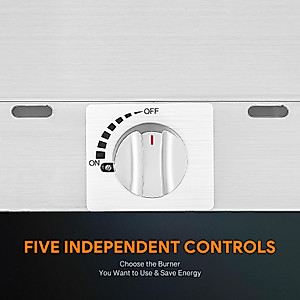 WILPREP 5 Well Natural Gas Food Warmer, 17,500BTU Commercial Gas Steam Table with 8" Cutting Board & Storage Shelf, 72" LP NG Stainless Steel Steam Table Food Warmer for Catering Buffets Restaurants