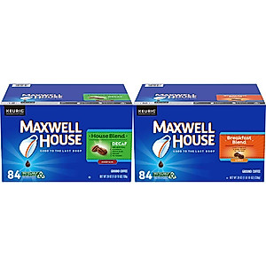 Maxwell House Decaf House Blend Medium Roast and Breakfast Blend Light Roast K-Cup Coffee Pods (84 ct Box)