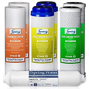 iSpring F7-GAC for Standard 5-Stage Reverse Osmosis RO Systems 1-Year Replacement Supply Filter Cartridge Pack Set, 7 Count (Pack of 1), White
