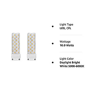 Makergroup GU24 LED Light Bulb Daylight Bright White 5000K-6000K High Brightness for Bathroom Ceiling Fan 13W 18W 23W T2 Spiral CFL Light Replacement, 120V 10W 2pcs(Not dimmable)