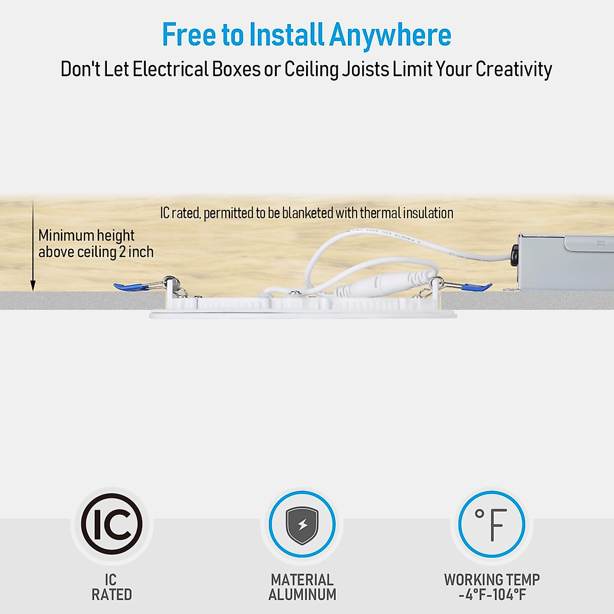 TORCHSTAR Basic Series 12-Pack 6 Inch Ultra-Thin LED Recessed Lighting with Junction Box, Aluminum, 2700K Soft White, 5%-100% Dimmable Slim Recessed Downlight, 12W 850LM, ETL and Energy Star