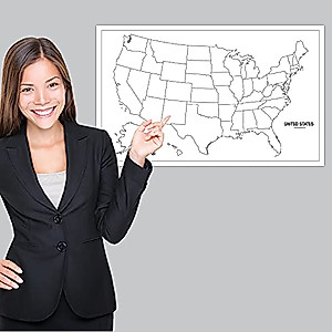 Palace Learning 2 Pack - Blank USA Map Outline Poster + Simplified USA Map for Kids [Blank] (LAMINATED, 18" x 29")