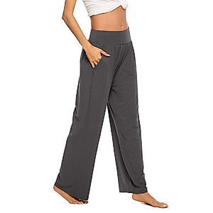 ZJCT Womens Sweatpants Comfy Loose Casual Wide Leg Yoga Workout Lounge Pants with Pockets Dark Gray XL