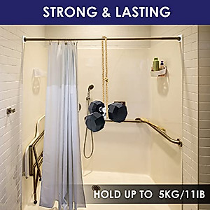 Prasacco 4 Pieces Adhesive Shower Curtain Rod Holder, Shower Rod Mount Retainer Stick On Wall Mount Holder Shower Rod Holders for Wall No Drilling Universal Wall Mount Holder for Shower Curtain Rod