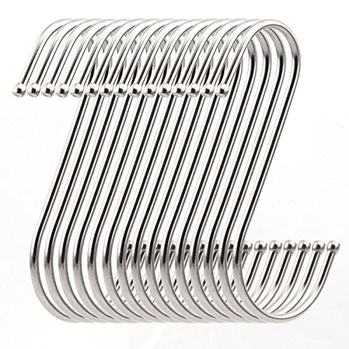 RuiLing 15-Pack Premium 4.5 inch Heavy Duty Stainless Steel S Hooks - S Shaped Hook - Hanger Hooks - Ideal for Hanging pots and Pans, Plants, Utensils, Towels etc.