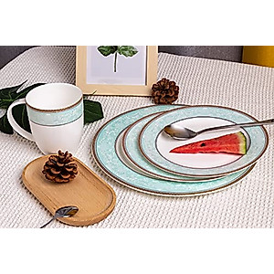 Fine Bone China Dinnerware Set,WPSLNWO 16 Pcs Classic Relief Pattern Gilt Edged High Grade Porcelain Tableware Sets For 4 People with Gift Box Packaging