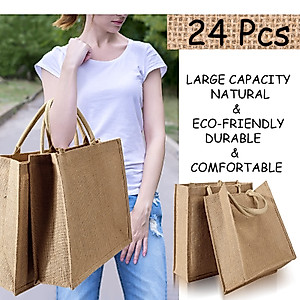 36 Pcs Burlap Gift Bags Burlap Tote Bag with Handles Small Reusable Burlap Bags Jute Bridesmaid Bags Welcome Lined Blank Totes for Wedding, Shopping, Grocery, DIY, Beach, Party, 11 x 9.5 x 3.9 Inch
